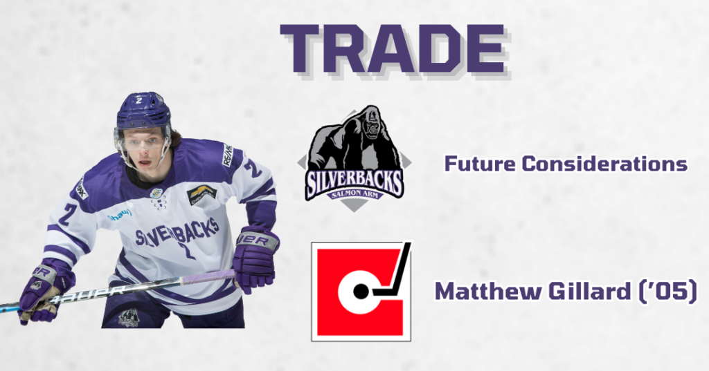 Silverbacks trade Matthew Gillard to the Centennials | Salmon Arm ...